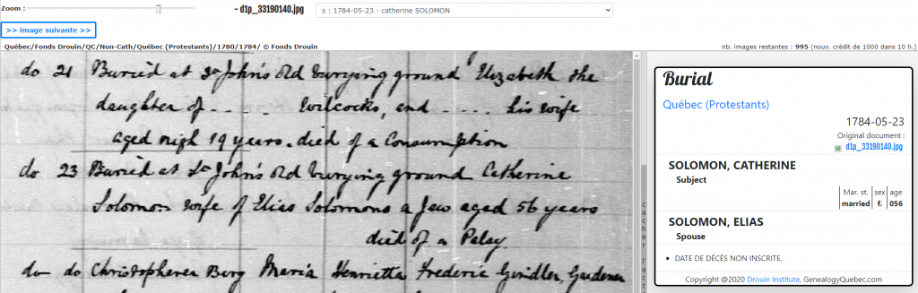 Quebec birth, marriage and death records